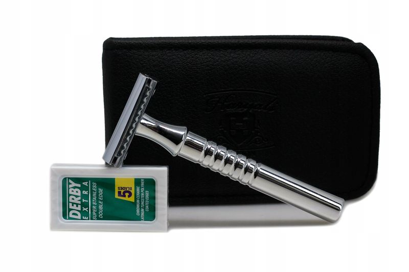 Maszynka do golenia na żyletki golarka stal skórzane etui zestaw V3 GL ...