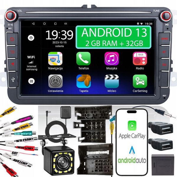 RADIO ANDROID 2DIN 2+32 GB 8 CALI VW PASSAT B6 B7 GOLF 5 V 6 VI SKODA SEAT - Arena.pl