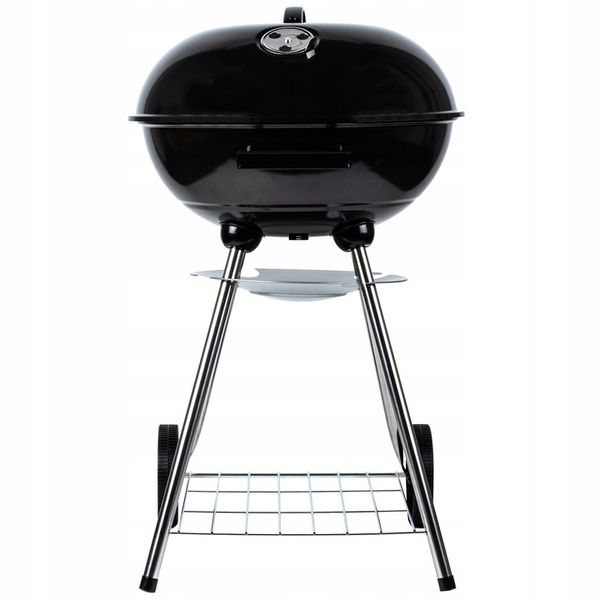 GRILL WĘGLOWY Z POKRYWĄ OGRODOWY DUŻY OKRĄGŁY Z POPIELNIKIEM PÓŁKA ...