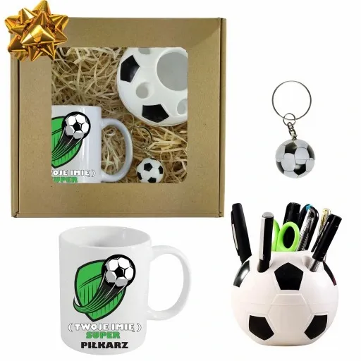 ZESTAW PREZENT dla PIŁKARZA FANA PIŁKI Kubek brelok przybornik URODZINY - Arena.pl