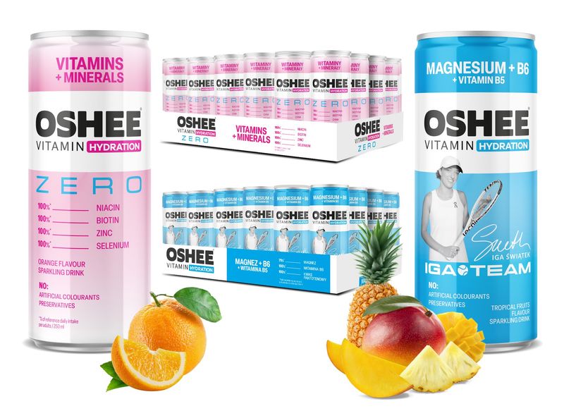 48x OSHEE Vitamin Hydration Magnez; ZERO Witaminy + Minerały 250 ml ...