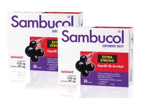 Sambucol Extra Strong czarny bez, na katar na odporność 30 kapsułek x2 ...