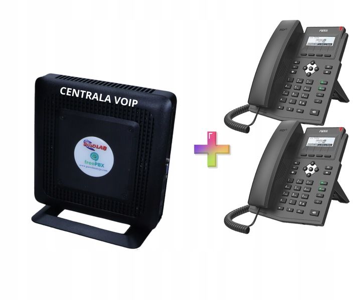 Centrala telefoniczna PBX VOIP + 2 x telefon Fanvil X301G - zestaw ...