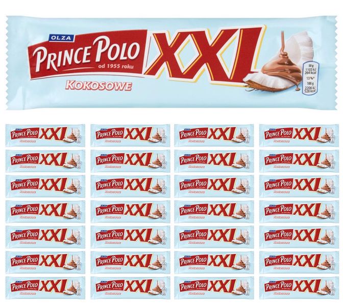 Prince Polo XXL kremem kokosowym oblany czekoladą 50g x28 sztuk - Arena.pl