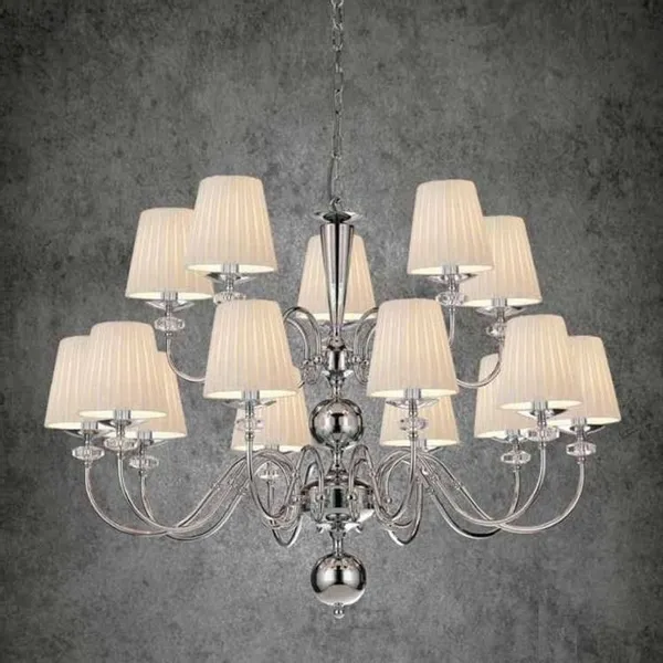 Abażurowa lampa wisząca LILOSA 8688 AMPLEX na łańcuchu chrom - Arena.pl