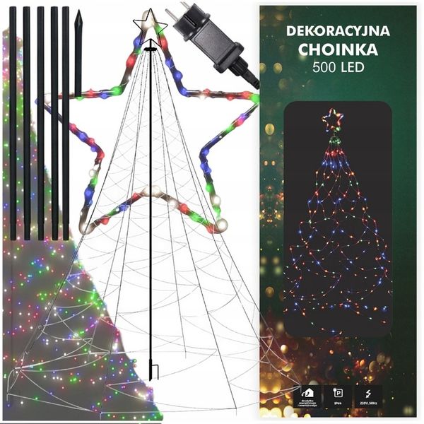 Kup DUŻA 3m MULTIKOLOR CHOINKA ŚWIECĄCA LED ZEWNĘTRZNA 500 LAMPEK OGRÓD STOŻEK na arena.pl i ...