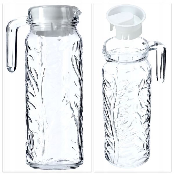 DZBANEK SZKLANY Z POKRYWKĄ DO WODY SOKU NAPOJÓW 1L - Arena.pl