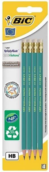 Ołówek Evolution Eco z gumką 4 szt bls BIC - Arena.pl