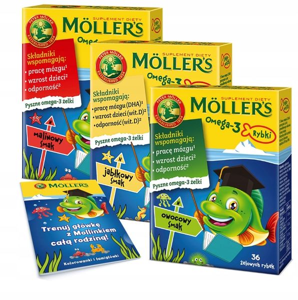 Kup 3x Möller's Omega-3 RYBKI ZESTAW żelki 36szt ODPORNOŚĆ dzieci TRAN ...