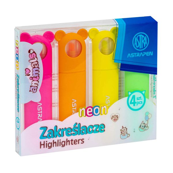 ZAKREŚLACZE Z ŁAPKAMI ANIMALS 4KOL NEONOWE ASTRAPEN HIT - Arena.pl