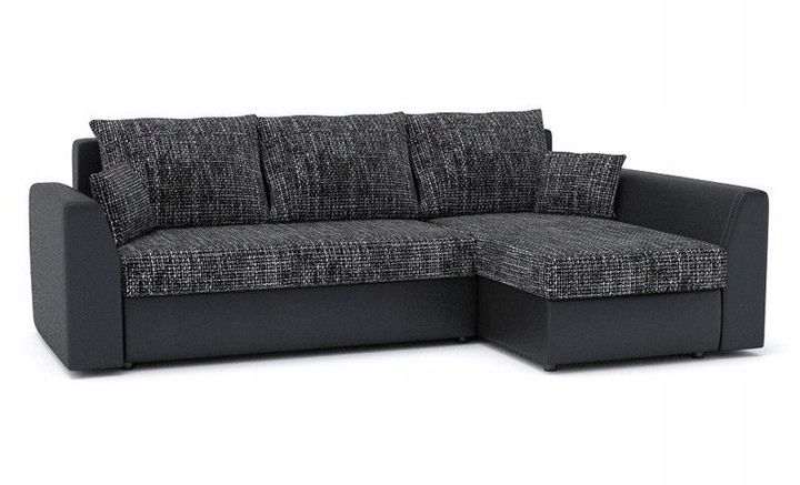 NAROŻNIK PAUL POPIEL CZARNY Wygodna KANAPA Rozkładana FUNKCJA SPANIA ...