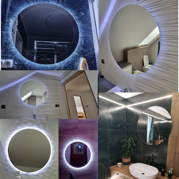 Lustro LED okrągłe podświetlane z włącznikiem 60 cm loftowe - Arena.pl