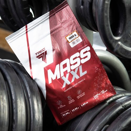 POTĘŻNY GAINER Trec Mass XXL 1000g Mega Mutant Mass WĘGLOWODANY BIAŁKO 1kg - Arena.pl