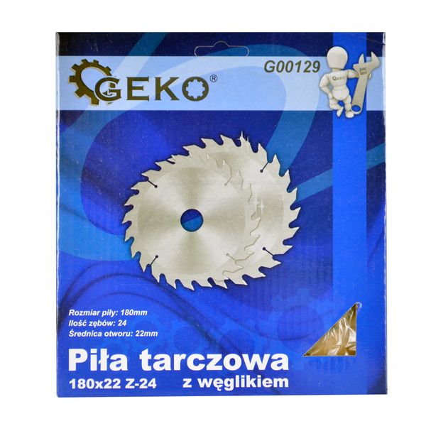 PIŁA TARCZA WIDIOWA DO CIĘCIA DREWNA 180x22 24 ZĘBY TNĄCE GEKO G00129 - Arena.pl