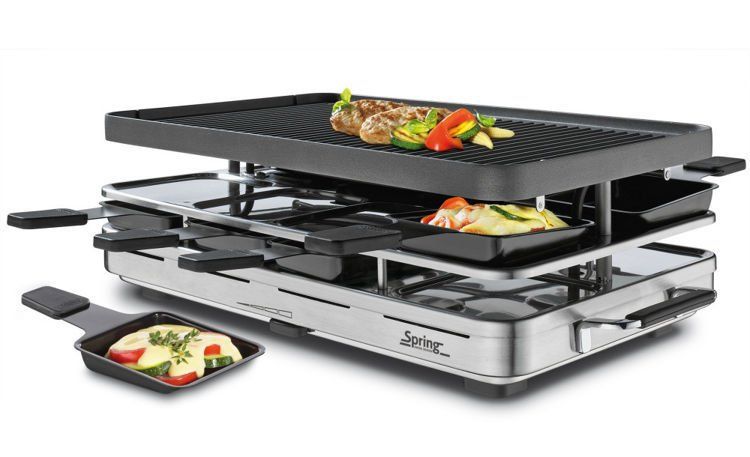 grill Raclette 8 INOX z aluminiową, dwustronną płytą - SPRING - Arena.pl