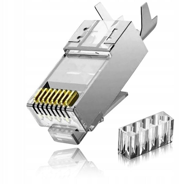 WTYCZKA WTYK ZŁĄCZE RJ45 CAT. 7 KOŃCÓWKI DO PRZEWODU LAN ETHERNET 10 ...