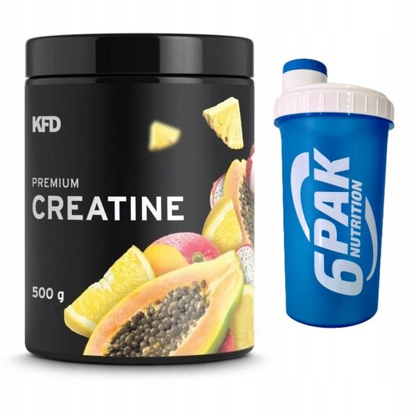 ZESTAW KFD Kreatyna proszek owoce tropikalne 500 g + 6PAK Shaker 700 ml - Arena.pl