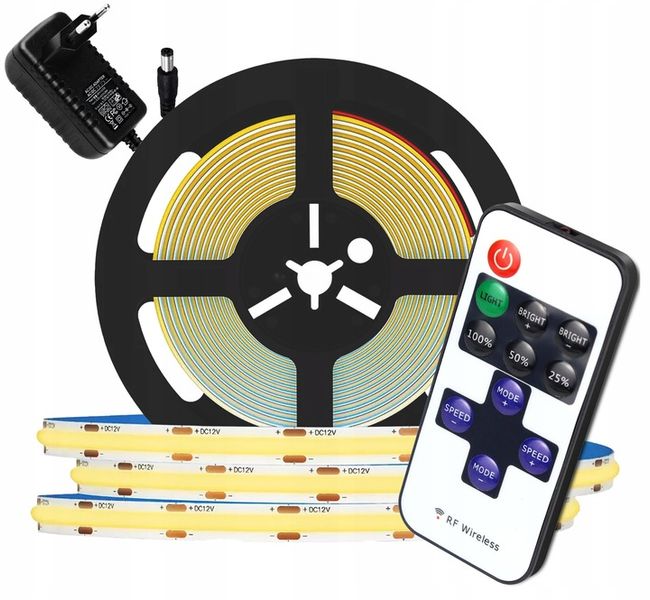Kup Taśma LED listwa COB 12V 3M Linia NEON Neutralny + zasilacz wtyk ...