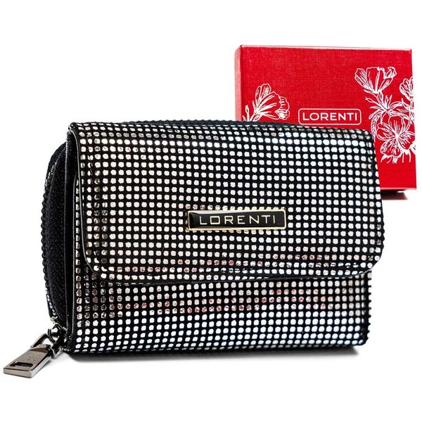 mały, kompaktowy portfel damski z błyszczącej skóry naturalnej ...