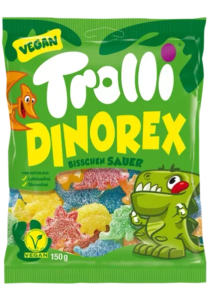 Trolli Dinorex Żelki Kwaśne Wegańskie 150 g - Arena.pl