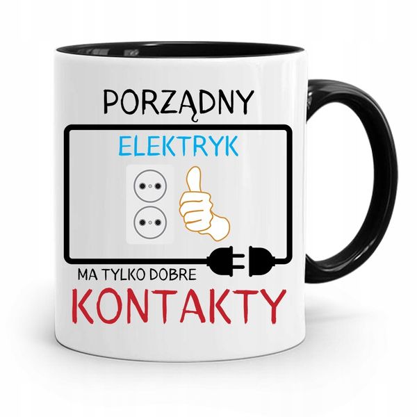 Kubek Czarny Dla Elektryka Porządny Elektryk Z Nadrukiem Ze Zdjęciem - Arena.pl