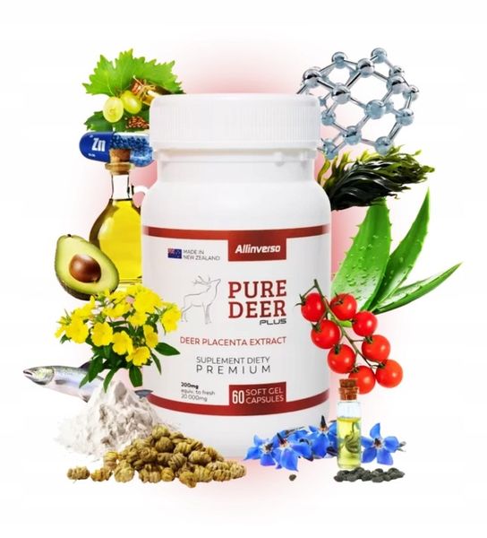 Pure Deer Plus 60 kaps Placenta łożysko jelenia Komórki macierzyste ...