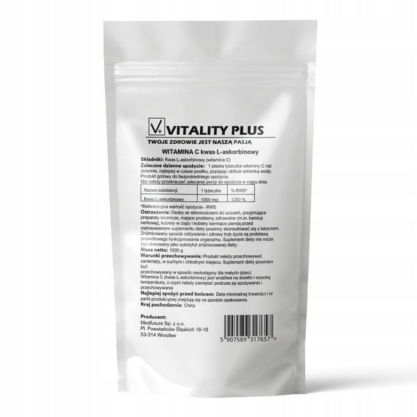 Witamina C w PROSZKU 100% KWAS l-askorbinowy 1kg - Arena.pl