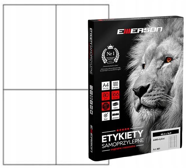 Etykiety samoprzylepne A4 100 ark EMERSON 105x148 - Arena.pl