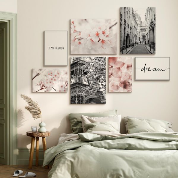 Obrazy Canvas Paryskie Uliczki WIEŻA Eiffla Kwiaty Wiśni Line-art 110cm ...