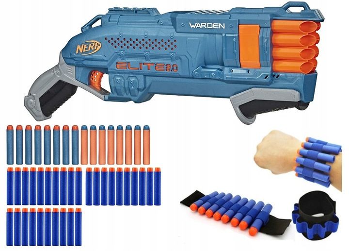 NERF PISTOLET ELITE 2.0 ZESTAW SHOTGUN WARDEN DB-8 + 30 STRZAŁEK ...