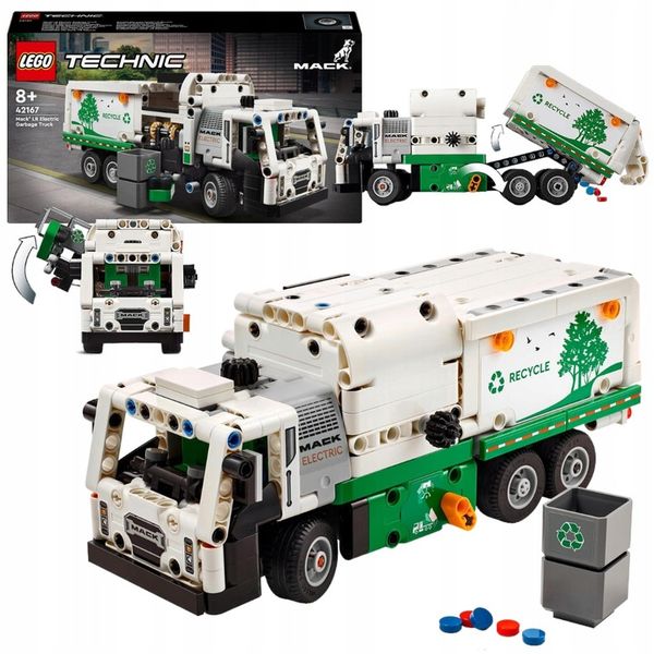 LEGO Technic 42167 Mack LR Elektryczna śmieciarka Samochód z Ładowarką ...