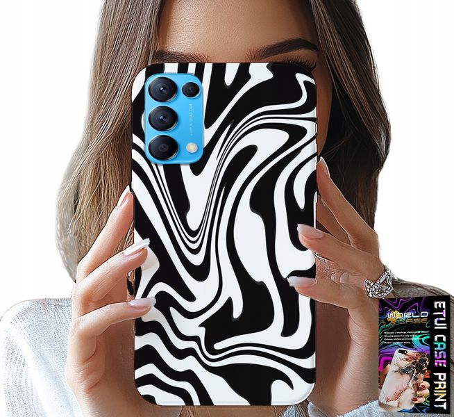 ETUI DO OPPO FIND X3 LITE - CZARNO BIAŁA ABSTRAKCJA + SZKŁO HART - Arena.pl