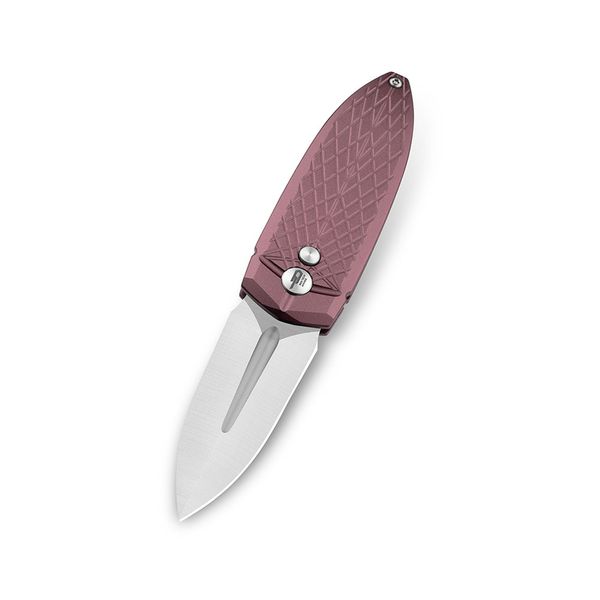 Nóż składany Bestech Ququ Button Lock Satin 14C28N Brown Alu by Gogo ...