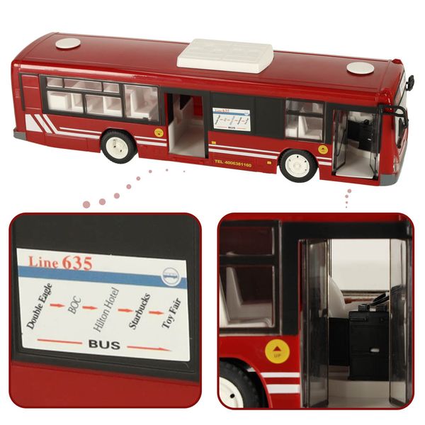 Autobus zdalnie sterowany na pilota RC z otwieranymi drzwiami czerwony - Arena.pl