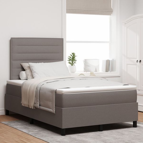 Łóżko Box Spring z materacem taupe 120x200 cm z tkaniny - Arena.pl