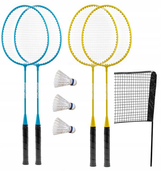Kup ZESTAW XXL DO BADMINTONA 4 RAKIETKI SIATKA LOTKI BADMINTON ...