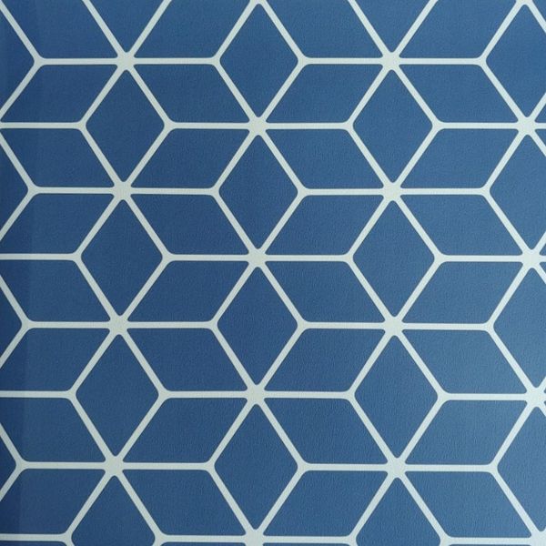 Kup TAPETA GEOMETRYCZNA NIEBIESKI WZÓR Z BIAŁYMI LINAMI PAPIEROWA na ...