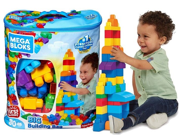 Kup MEGA BLOKS KLOCKI 80 elementów ,duże klocki w torbie DCH63 dla ...