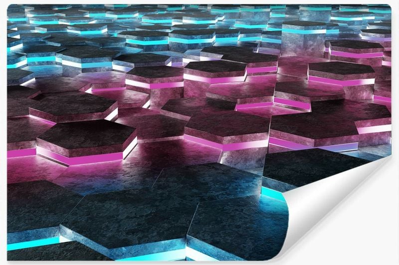 Fototapeta Ścienna ABSTRAKCJA Nowoczesne Heksagony Efekt 3D 180cm x 120cm - Arena.pl