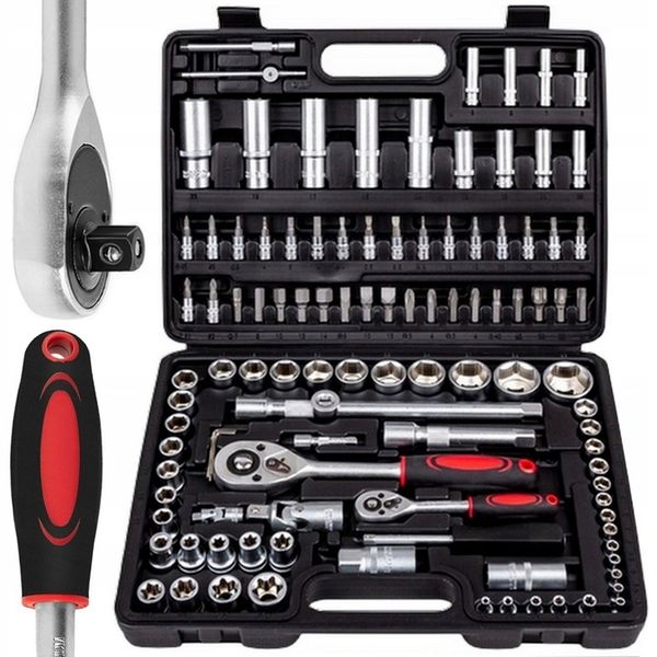Zestaw Kluczy Nasadowych Narzędzi Klucze Nasadowe Torx Walizka Bity 108el. - Arena.pl