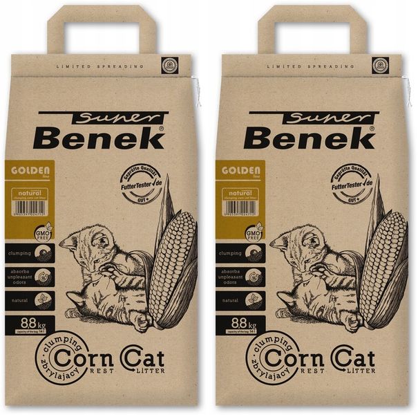 Kup Super Benek Corn Cat Golden 28L Kukurydziany Wałeczki Gruby Żwirek ...