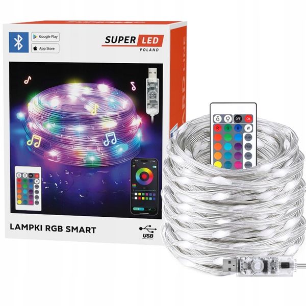 Kup Lampki choinkowe LED Smart USB 20m 200 LED + Pilot Tryb Muzyczny ...