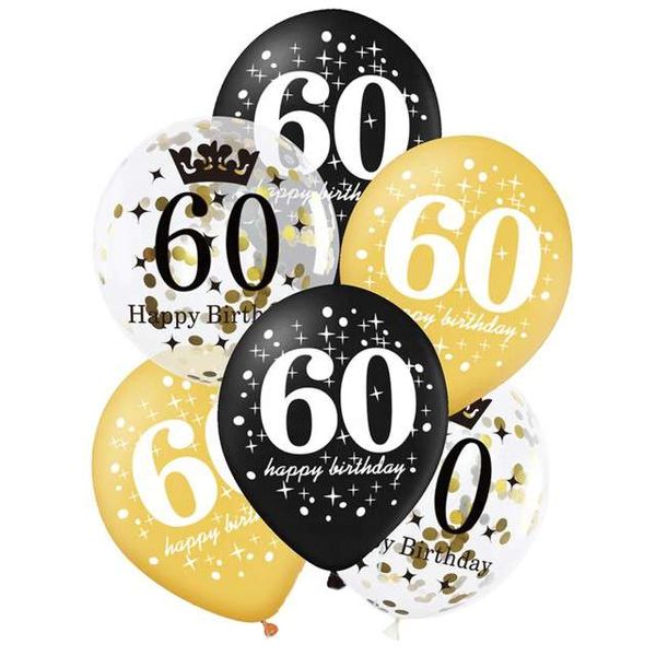 Kup Balony "60 Urodziny", czarno-złote, Partypal, 12", 6 szt na arena ...