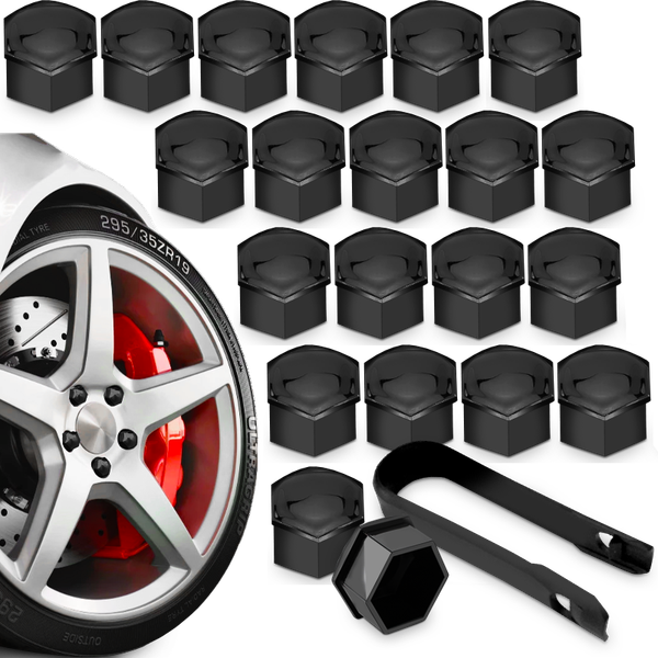 ZAŚLEPKI KAPSLE NAKŁADKI NA ŚRUBY DO KÓŁ FELG 19mm + ŚCIĄGACZ audi vw ...