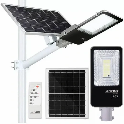 Lampa solarna LED Mocna Latarnia uliczna 2000W + panel + uchwyt + pilot - Arena.pl