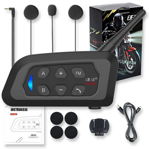 INTERKOM MOTOCYKLOWY BLUETOOTH 5.1 SŁUCHAWKI NA KASK BT MOTOCYKL PRO ...
