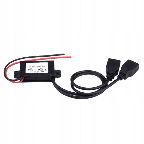 KONWERTER NAPIĘCIA PRZETWORNICA DC12V - DC5V 3A 15W USB BUCK STEP-DOWN - Arena.pl
