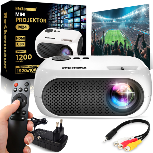 Kup PROJEKTOR RZUTNIK 1080P LED PRZENOŚNY FULL HD PREZENT 1200 LUMENÓW ...