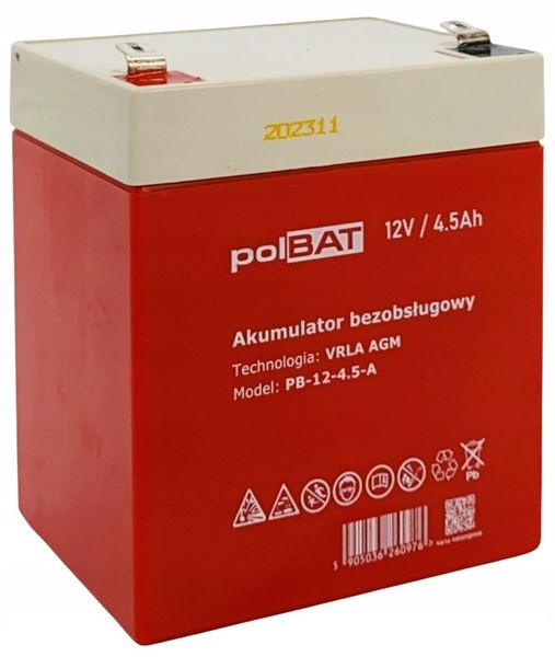 AKUMULATOR VRLA AGM 12V 4.5Ah POLSKA MARKA BEZOBSŁUGOWY (wymiar 5Ah) UPS - Arena.pl