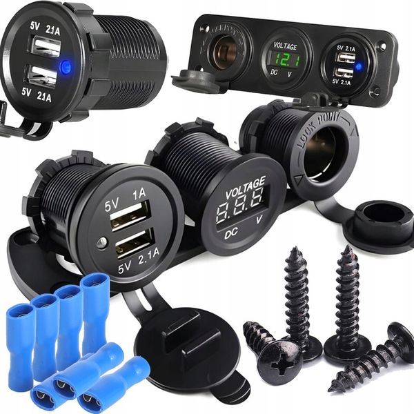 Kup Gniazdo Zapalniczki 12V Woltomierz Samochodowy PANEL Auto 2x USB 5V ...